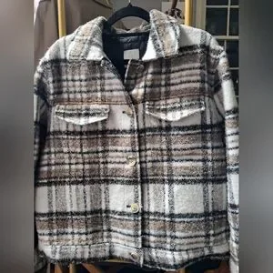 Joie | Jackets & Coats | Joie Plaid Jacket Lg In Brown And Cream Button ...